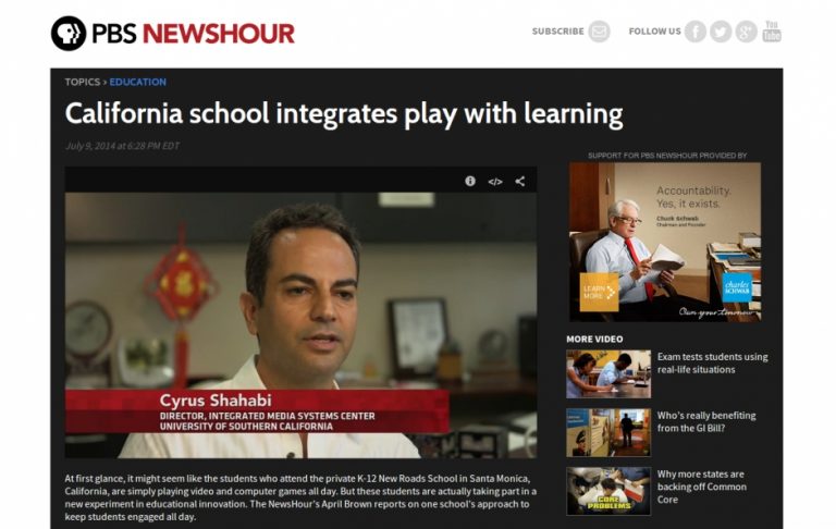 PBS NEWSHOUR interview with Cyrus Shahabi about integrating play with ... PBS NEWSHOUR interview with Cyrus Shahabi about integrating play with ...